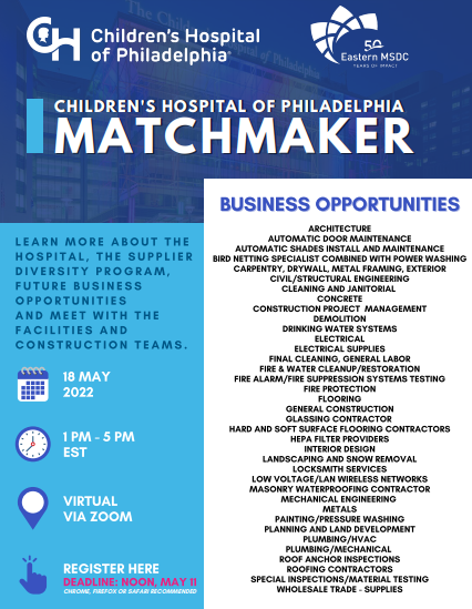 CHOP Facilities and Construction Virtual Matchmaker Event | The ...